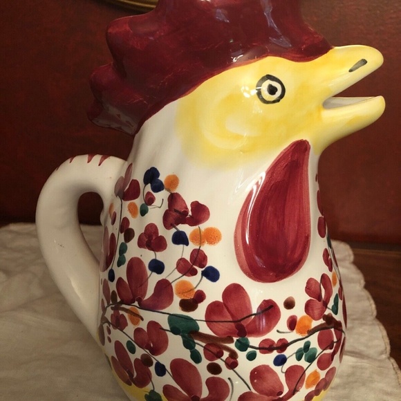 Dining | Vintage Hand Painted Italian Rooster Pitcher Made In Italy ...